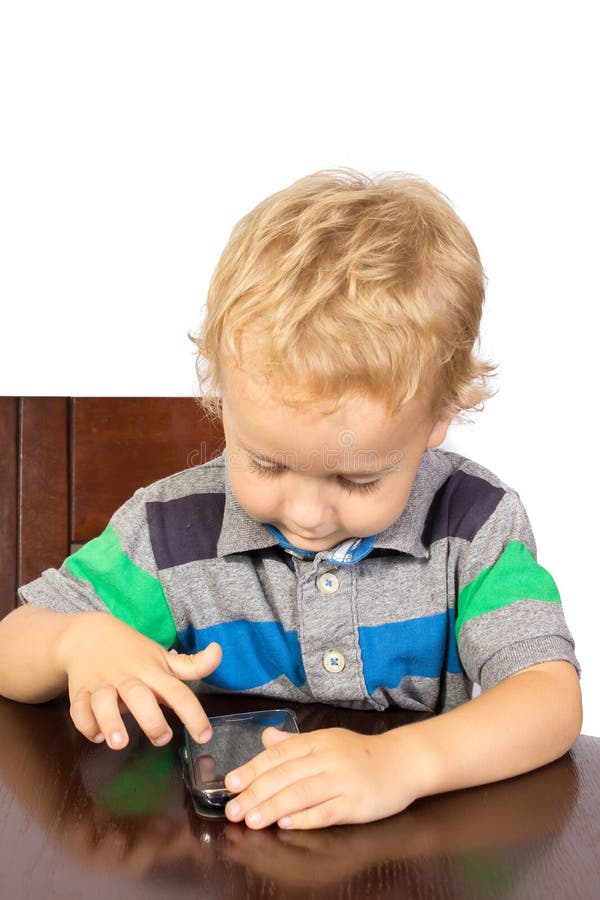 Blond Boy Wants To Call on His Cell Phone Stock Photo - Image of dials ...