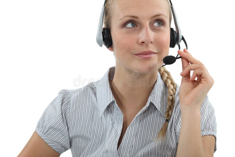 Confused call center agent stock image. Image of camera - 31800363