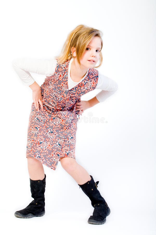 Blond Child Posing Fashion Style Stock Photo - Image of female, long ...