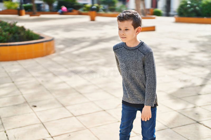 Blond Child Smiling Confident Dancing at Park Stock Photo - Image of ...