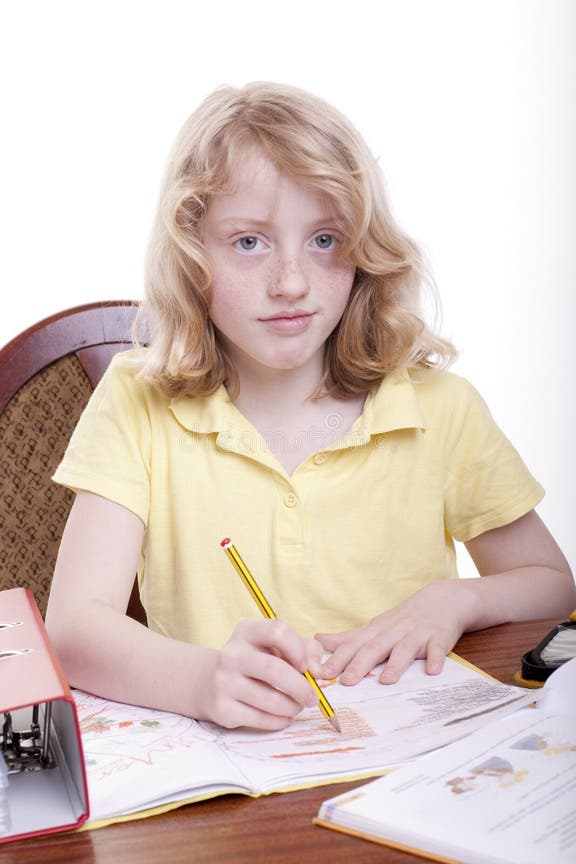 Blond girl stock image. Image of math, diligently, read - 19231179