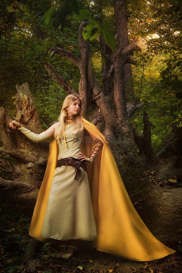Blond Girl in a Magic Forest Stock Image - Image of ears, fantasy: 23087555
