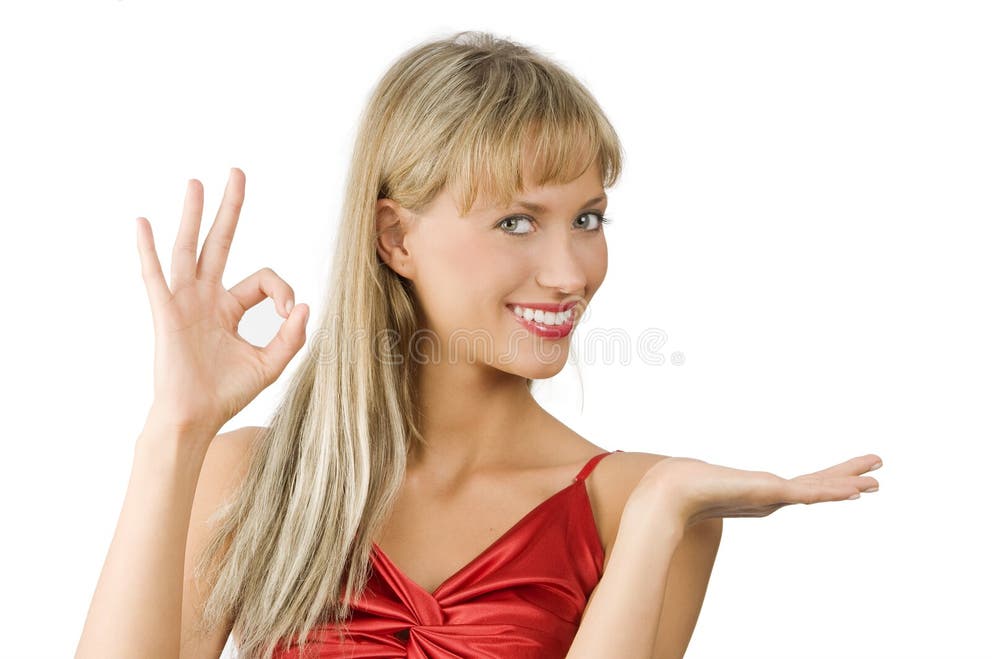 Blond girl presenter stock photo. Image of beauty, cute - 6073886