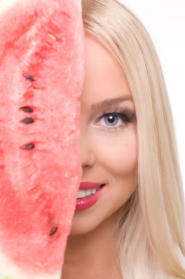 Woman Eat Watermelon Stock Image Image Of Girl Happy 21361717