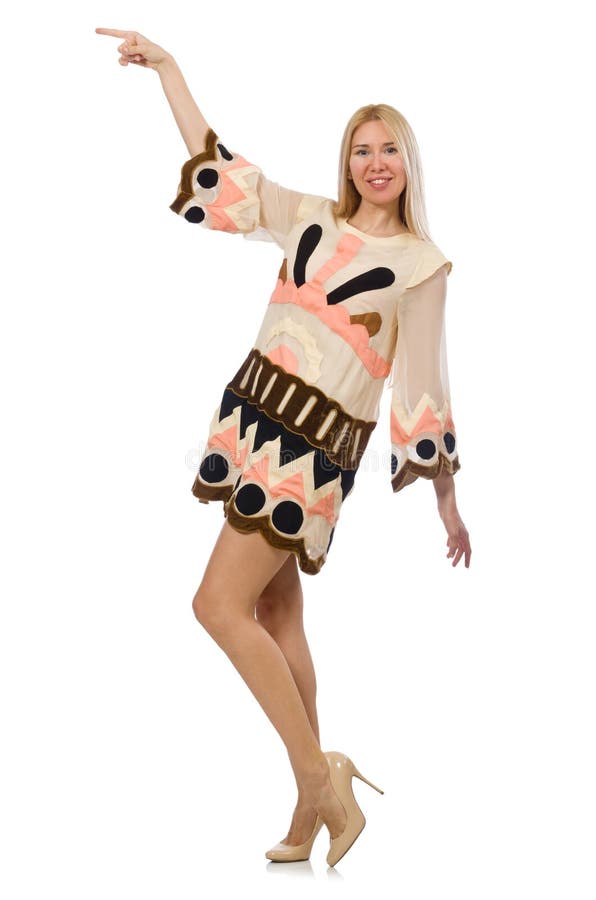 The Blond Hair Model Wearing Designer Clothes Isolated on White Stock ...