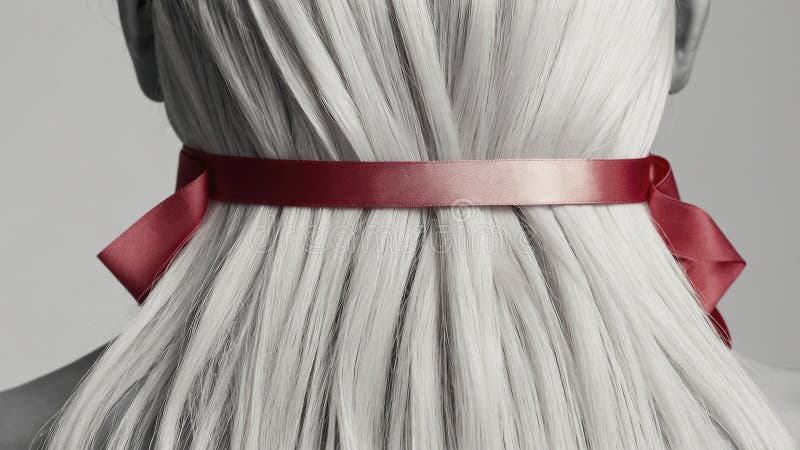 Blond hair with red ribbon stock illustration. Illustration of gift ...