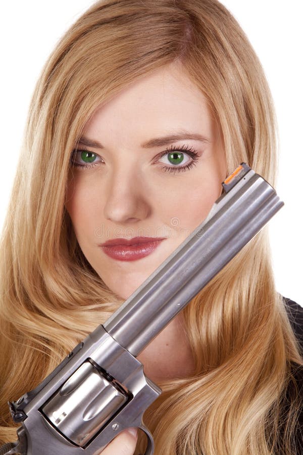 Woman Pistol Aiming Her Head Isolated White Stock Photos - Free ...