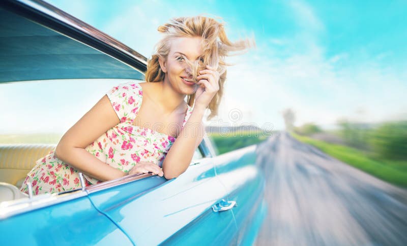 Blond Lady during the Fast Ride Stock Image - Image of journey, glamour ...