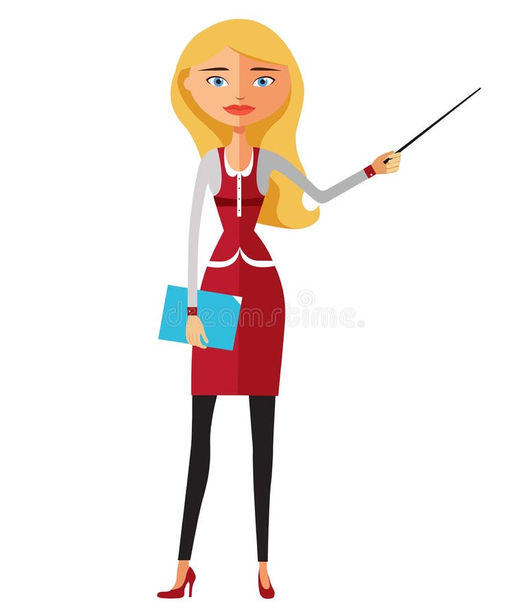 Blond Lady with a Pointer. Young Business Blonde Woman Presenting ...