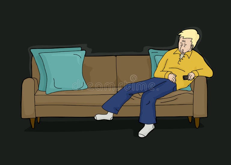 Blond Man in Dark with Remote Stock Illustration - Illustration of ...