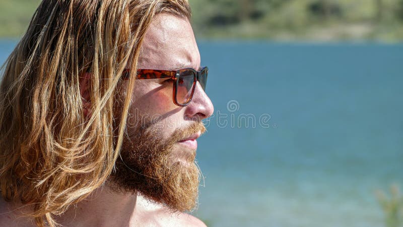 Blond Man Looking Out of Nowhere Stock Photo - Image of happy ...