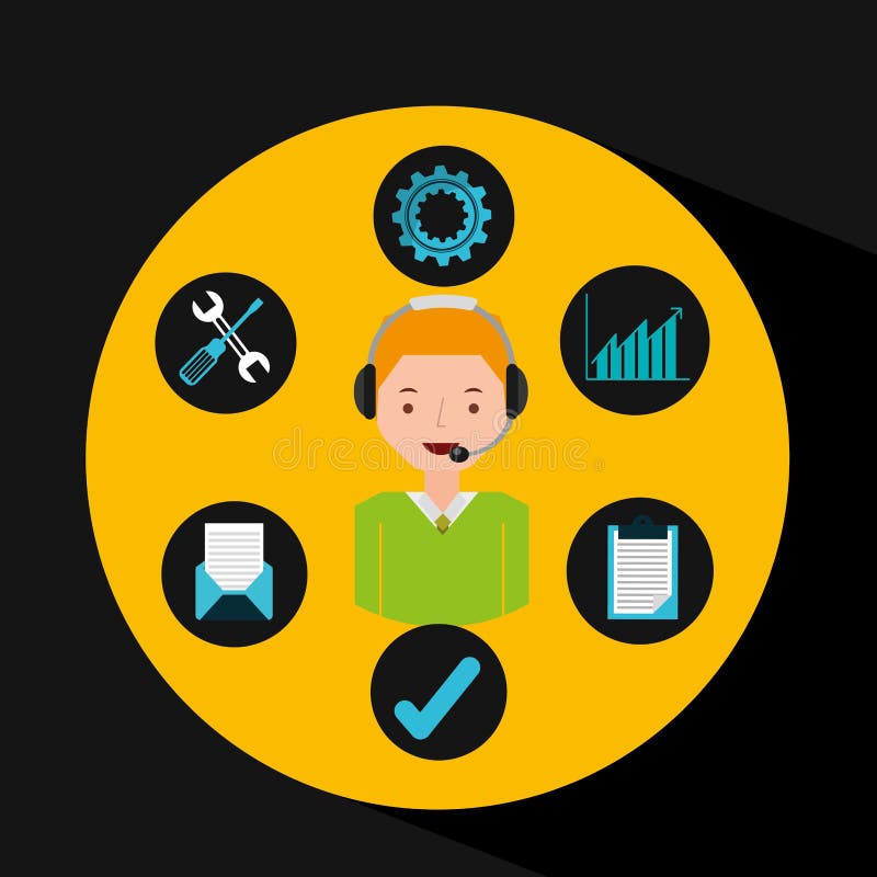 Blond Man Support Operator Assistance Stock Vector - Illustration of ...