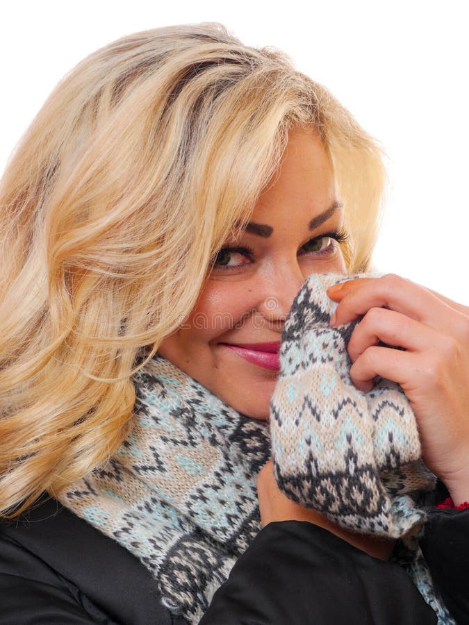 Blond Model Posing with Scarf Stock Photo - Image of woman, attractive ...