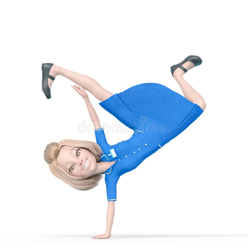 Blond Nurse Cartoon is Doing a Street Dance Stock Illustration ...