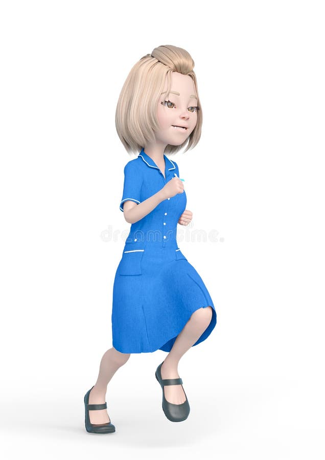 Blond Nurse Cartoon is Running Stock Illustration - Illustration of ...