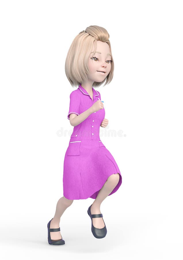 Blond Nurse Cartoon is Running Stock Illustration - Illustration of ...