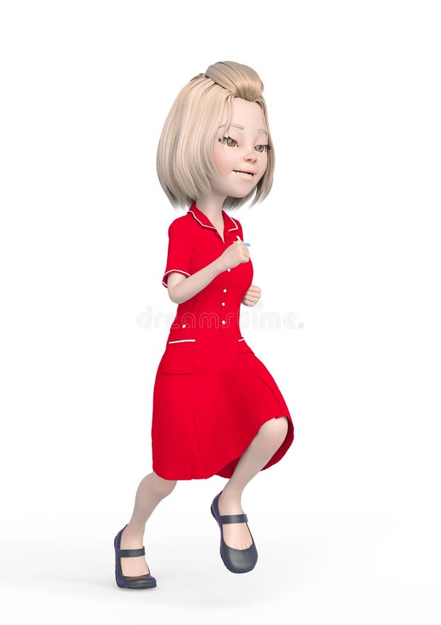 Blond Nurse Cartoon is Running Stock Illustration - Illustration of ...