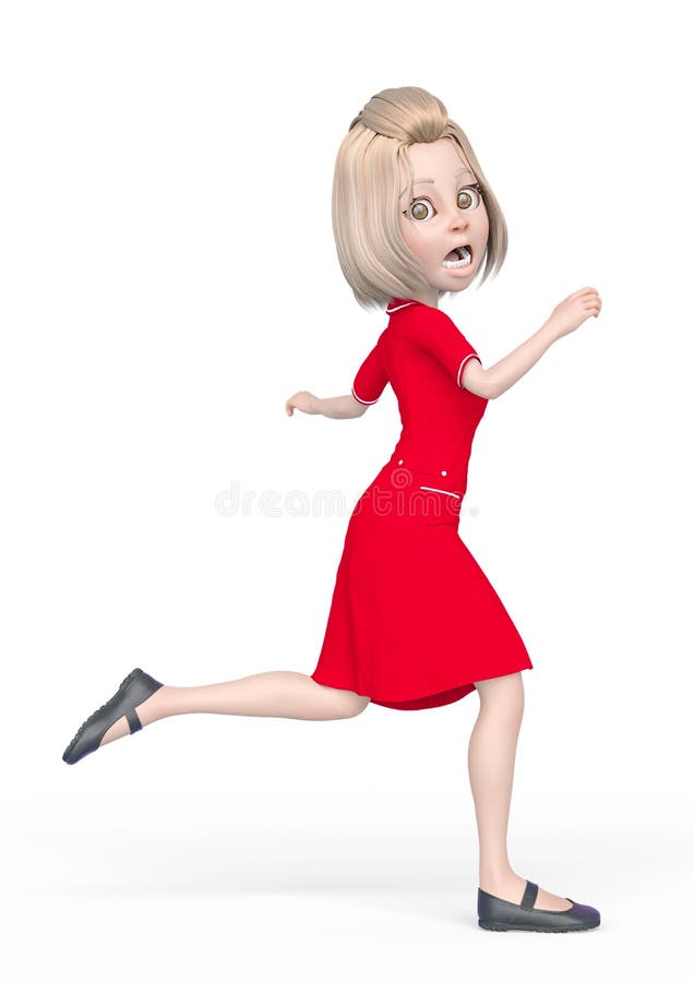 Blond Nurse Cartoon is Running Late Stock Illustration - Illustration ...