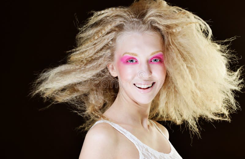Blond with pink make up stock image. Image of portrait - 24029771