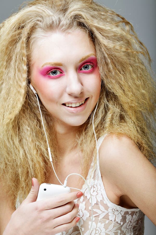 Blond with pink make up stock image. Image of cosmetics - 24861567