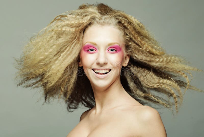 Blond with pink make up stock photo. Image of cosmetics - 70527328