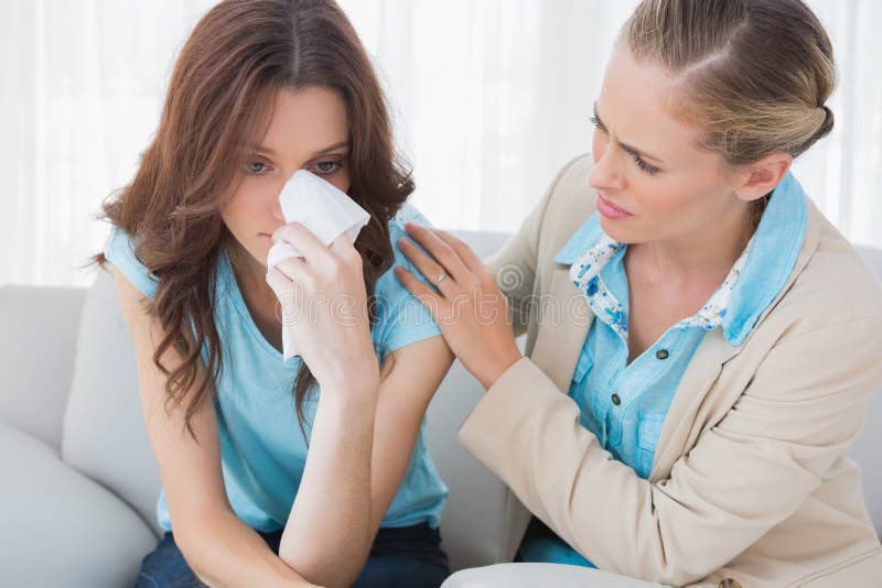 Patient Crying Next To Her Therapist Stock Image - Image of female ...