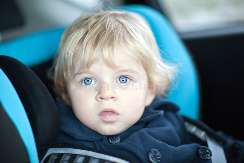 Blond Toddler Boy in Safety Car Seat Stock Image - Image of portrait ...