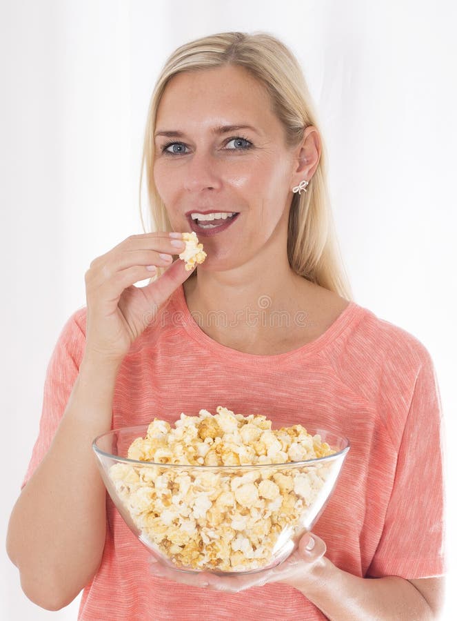 Throw popcorn into mouth stock photo. Image of healthy - 22770970