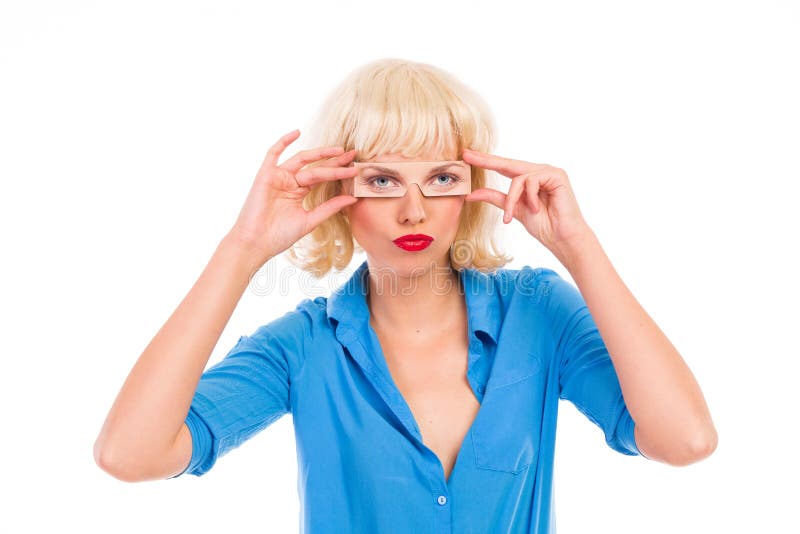 Blond Woman with Fake Eyes. Stock Image - Image of beautiful, paper ...