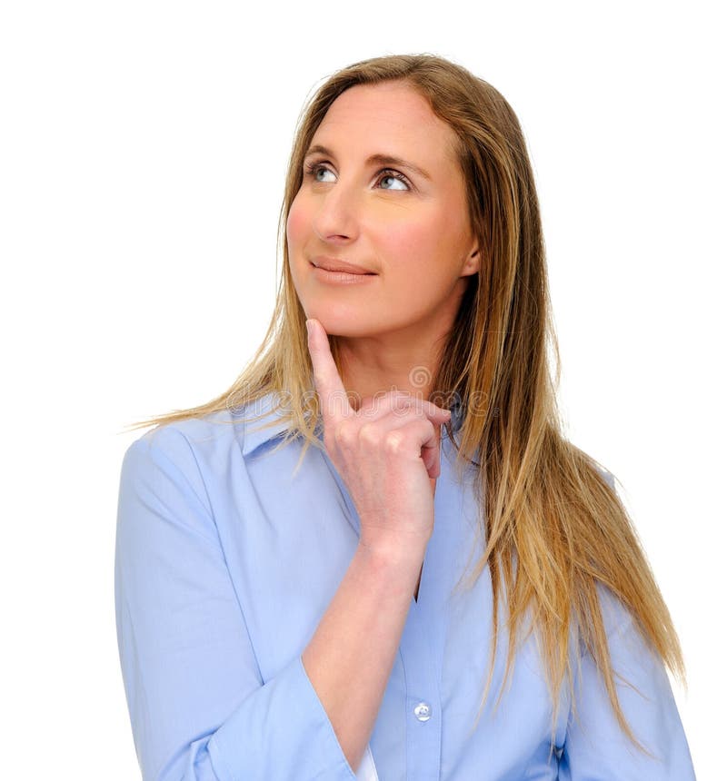 Blond Woman Looking Offscreen Stock Image - Image of isolated, thinking ...