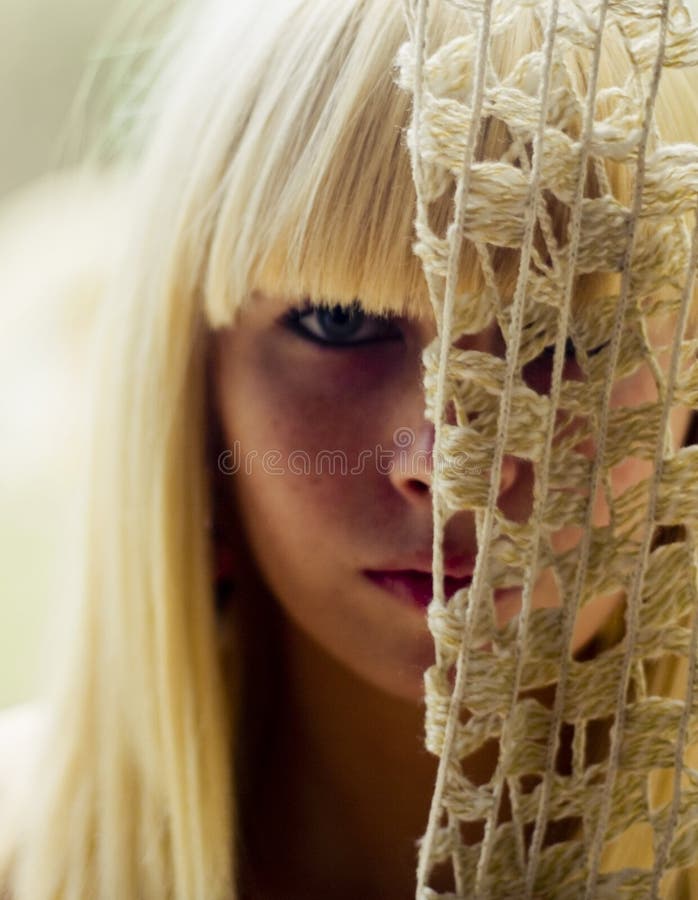 Blond Woman S Face Behind Net Stock Image - Image of girl, hair: 2704661