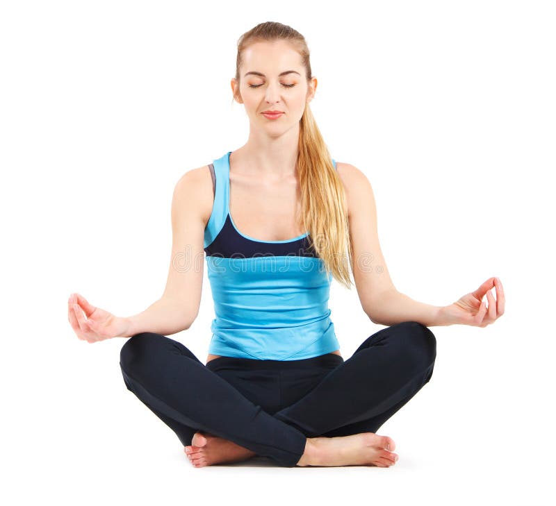 Blond Young Woman Doing Her Yoga Stretch Stock Image - Image of ...