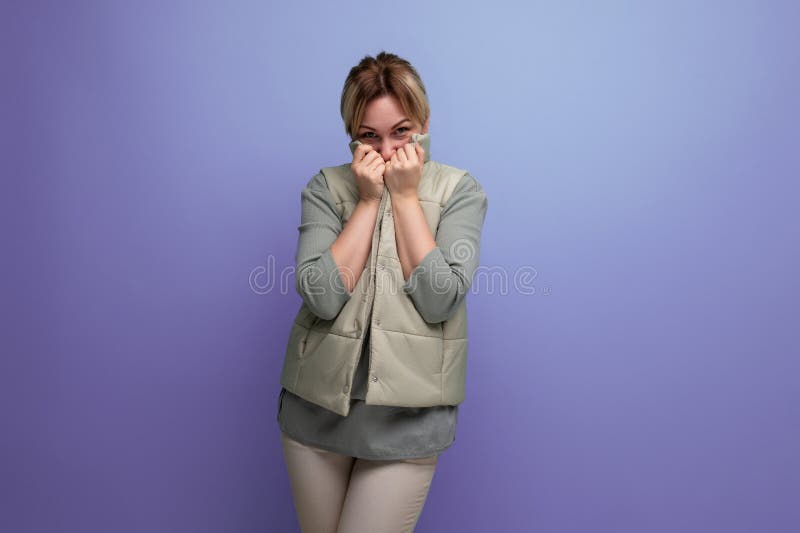 Blond Young Woman in Doubt Feelings on Studio Background Stock Image ...