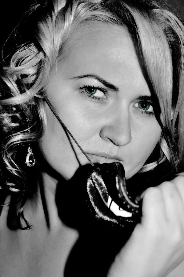 Blond Woman with Dramatic Look Stock Image - Image of beauty, glamour ...