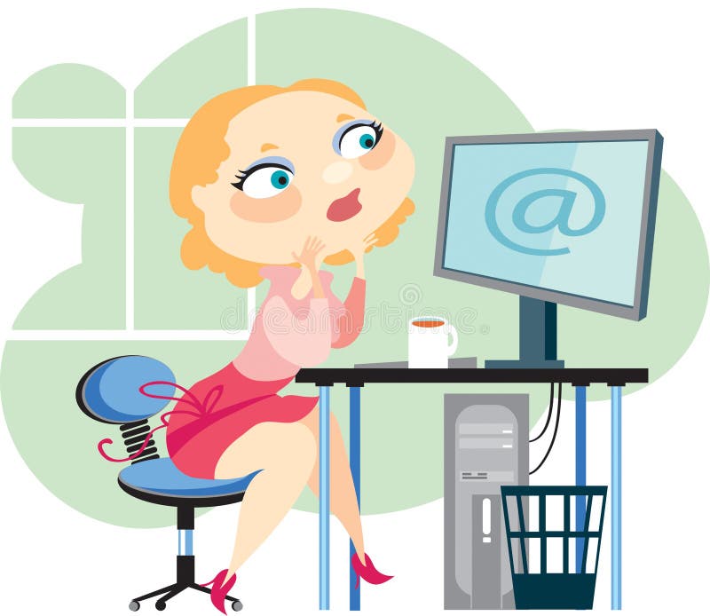 Girl Behind Computer Stock Illustrations – 596 Girl Behind Computer ...