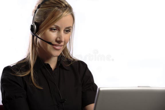 Blonde Customer Service Lady with Headset Stock Photo - Image of ...