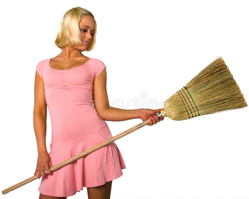 Cute Lady with Broom stock photo. Image of puckered, occupation - 5315434