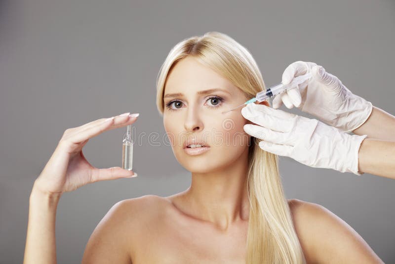 Blonde Girl and Botox Injection 2 Stock Photo - Image of background ...