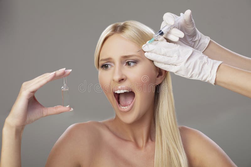Blonde Girl and Botox Injection 4 Stock Image - Image of patient ...