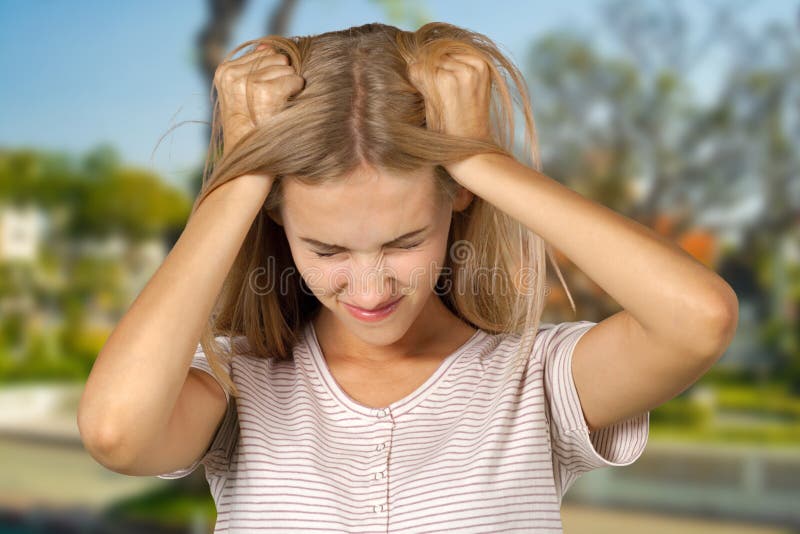 Blonde girl irritated stock photo. Image of face, woman - 76879760