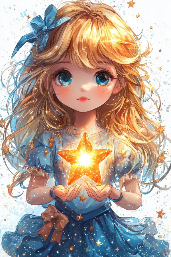 Blonde Girl with Magical Shining Star. Stock Illustration ...