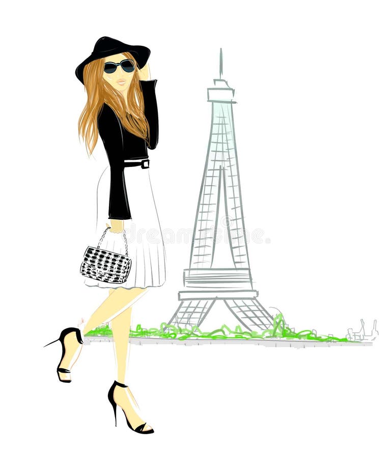 Blonde girl in paris stock illustration. Illustration of beautiful ...