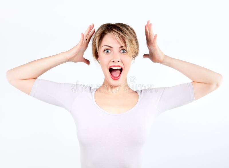 Blonde Girl with Shocked Expression Stock Photo - Image of elegance ...