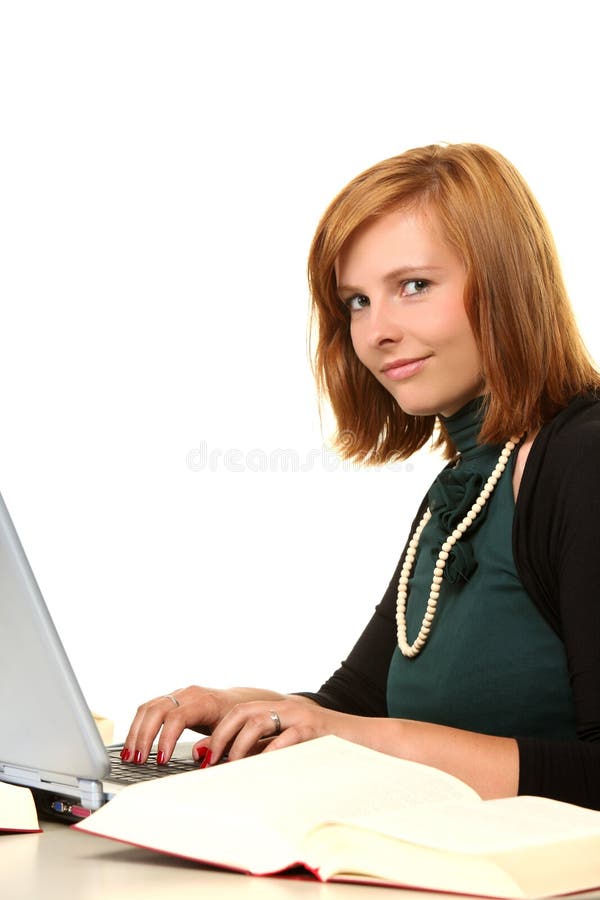 Blonde girl studying stock image. Image of university - 39658209