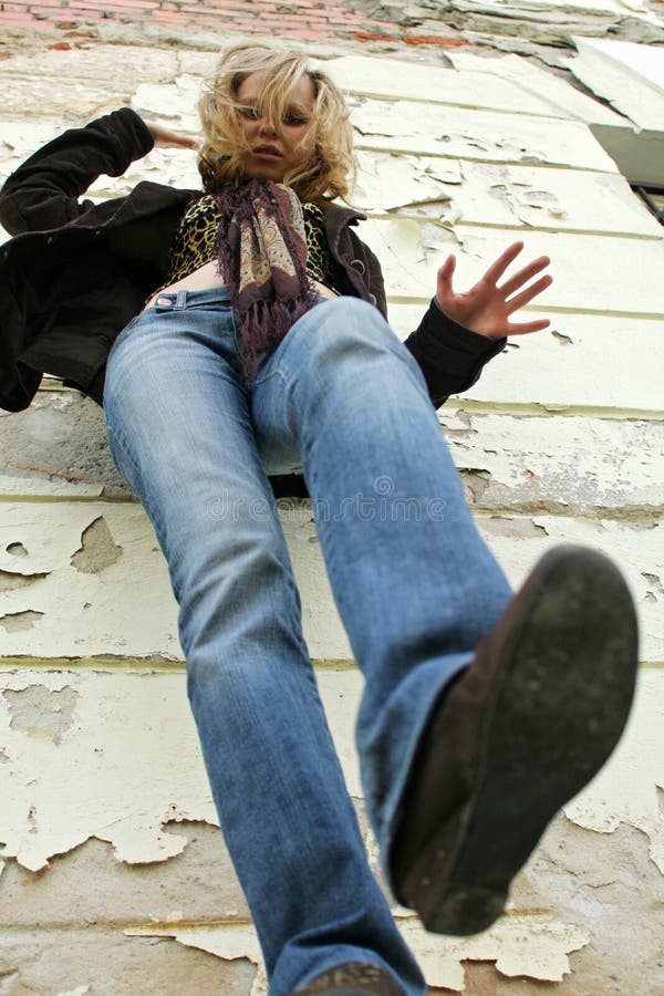 Blonde girl treading stock photo. Image of step, stride - 2478936