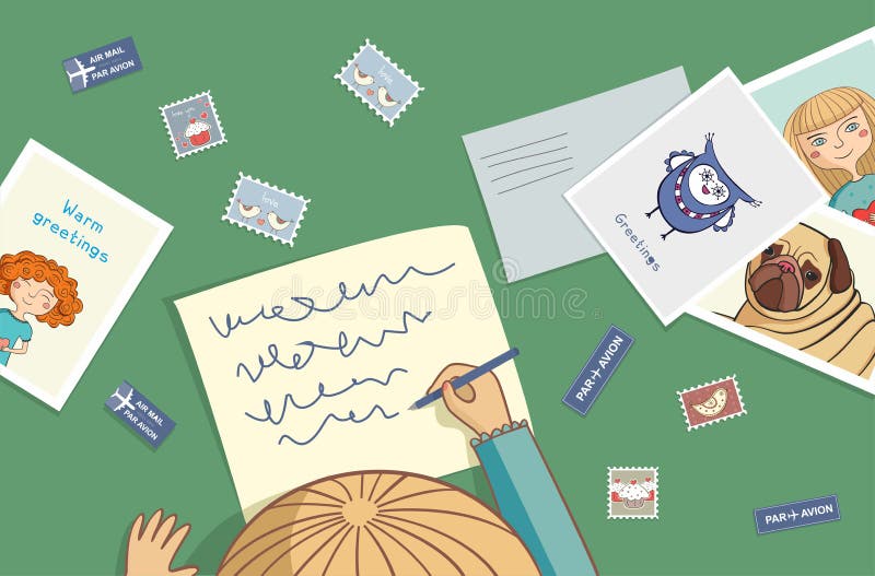 Blonde Girl Writes a Letter Stock Vector - Illustration of cartoon ...