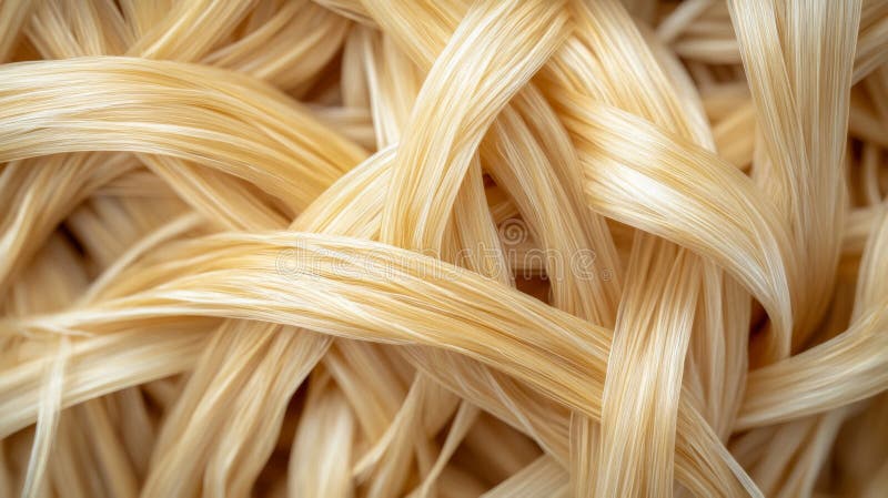 Blonde Human Hair Strands Interwoven in a Complex Pattern Stock ...