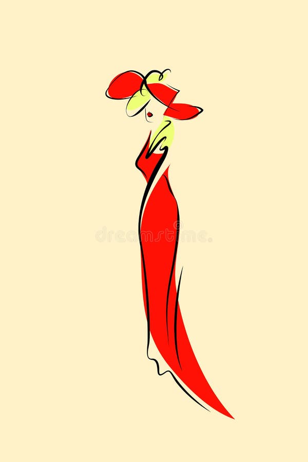 Blonde lady in a red dress stock vector. Illustration of lifestyle ...