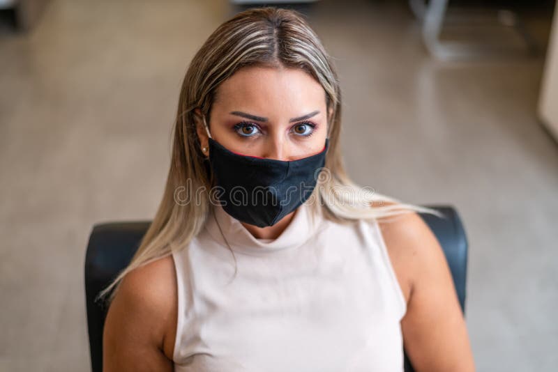 Blonde model with mask stock photo. Image of mask, model - 198335048