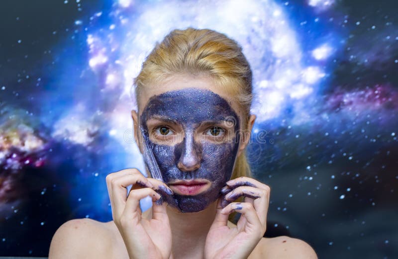 Galaxy mask stock photo. Image of girl, face, style - 148730988